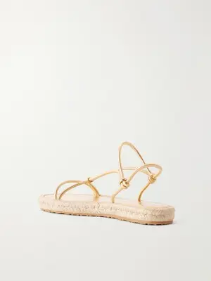 GIANVITO ROSSI Metallic Leather Espadrille Sandals - Gold