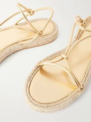 GIANVITO ROSSI Metallic Leather Espadrille Sandals - Gold