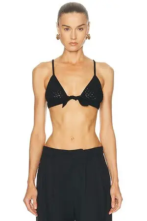 Ralph Lauren Shiny Silk Twist Bra Top - Black