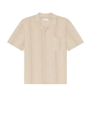 PERCIVAL Leland Cuban Shirt In Beige - Ecru
