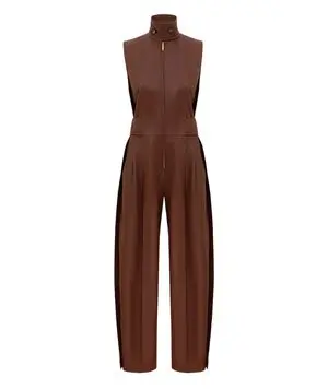 Zimmermann Luna Leather Jumpsuit - Brown