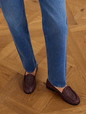 Bottega Veneta Silenzio Intrecciato Leather Loafers - Red