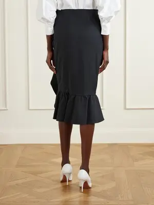 Carolina Herrera Cotton-blend Midi Skirt With Ruching
