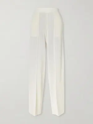 LANVIN Ribbed-knit Wide-leg Pants - Neutrals