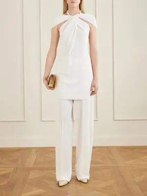 LANVIN Ribbed-knit Wide-leg Pants - Neutrals