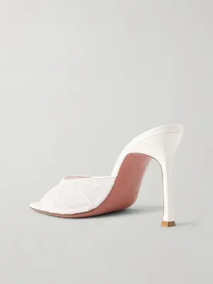 Amina Muaddi Alexa 95 Satin And Corded-lace Sandals - Neutrals