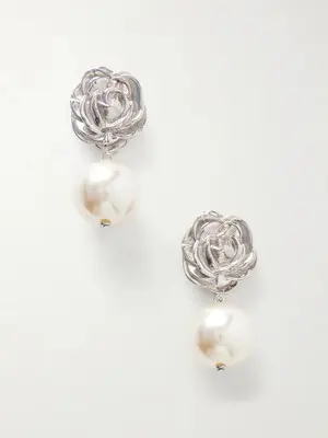 Magda Butrym Tone Pearl Drop Earrings - Silver
