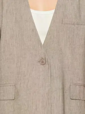 ELEH Collarless Single-breasted Blazer - Brown