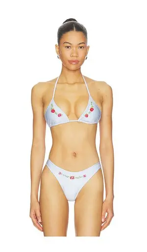Frankies Bikinis Nick Beaded Satin Top - Frosting