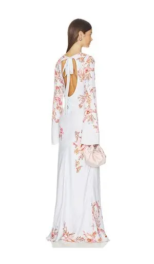Hemant & Nandita Maxi Dress With Floral Print And Tie Detail - Blue