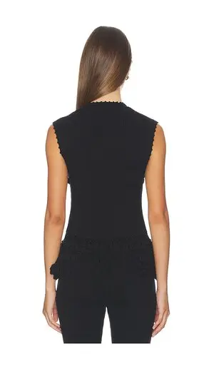 GANNI Rib Crochet Knit Top - Black