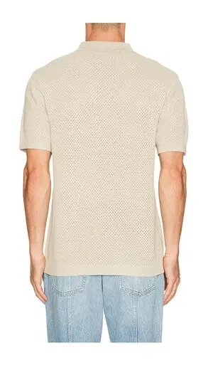 Reigning Champ Cotton Linen Victor Polo In Beige - Heather Oatmeal