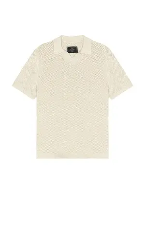 Reigning Champ Cotton Linen Victor Polo In Beige - Heather Oatmeal