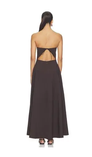 ST. AGNI Strapless Rouleau Maxi Dress