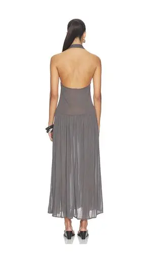 ST. AGNI Fluid Jersey Halter Maxi Dress - Soot