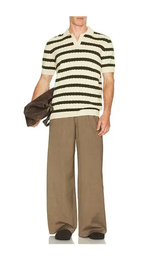 PERCIVAL Stine Knitted Polo In Cream - Ecru