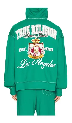 True Religion Crest Big T Cinched Zip Up Hoodie