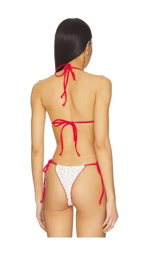 Frankies Bikinis Tidal Cotton Triangle Bikini Top - Tiny Berry