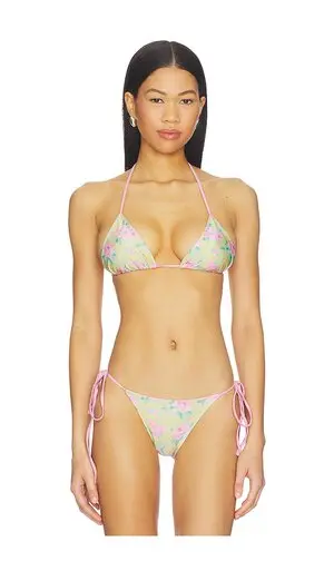 Frankies Bikinis Nick Satin Halter Top - Nymphaea