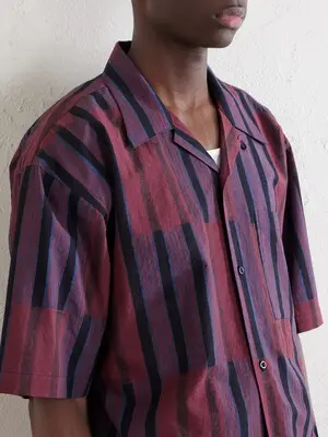 KARDO Rohit Convertible-collar Striped Cotton Shirt - Brown