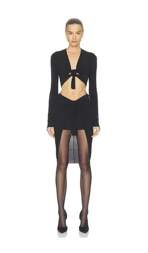 HAELO Knotted Long Sleeve Cropped Top
