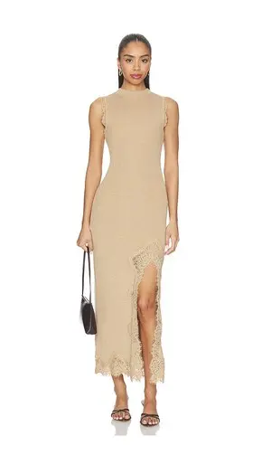 L'academie Votella Lace Midi Dress - Tan