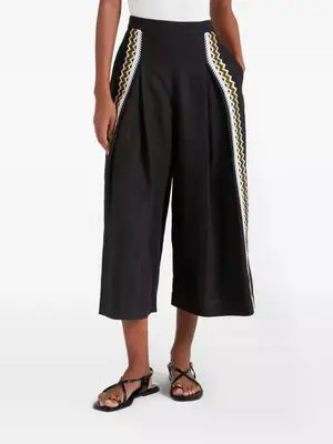 TEMPERLEY LONDON Avalon Embroidered Linen Trousers - Black