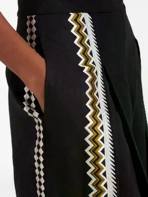TEMPERLEY LONDON Avalon Embroidered Linen Trousers - Black