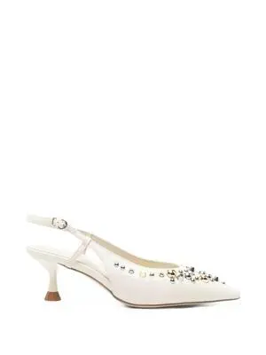APEPAZZA Stud-embellished Slingback Pumps - Neutrals