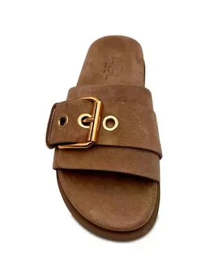 Agl Suede Buckle Slides - Neutrals
