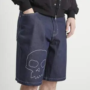 PLEASURES X Zero Skull Denim Shorts