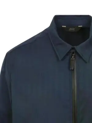 Brioni Zip-up Wool Shirt Jacket - Blue