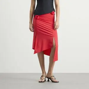Coperni Flower Midi Skirt - Red