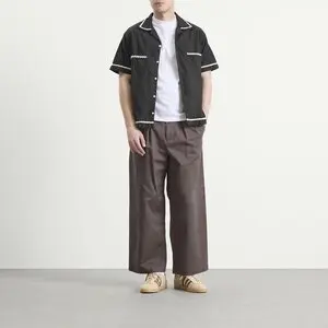 NOMARHYTHM TEXTILE Trim Embroidery Open Collar Shirt