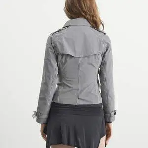 PEACHY DEN Henri Double-breasted Micro-check Jacket