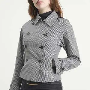 PEACHY DEN Henri Double-breasted Micro-check Jacket