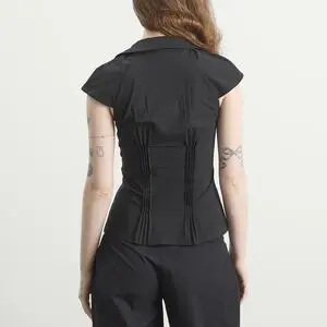 PEACHY DEN Missy Asymmetric Blouse - Black