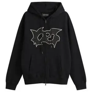 YESEYESEE Bullet Holes Zip-up Hoodie With Graphic Detail