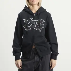 YESEYESEE Bullet Holes Zip-up Hoodie With Graphic Detail