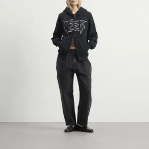 YESEYESEE Bullet Holes Zip-up Hoodie With Graphic Detail