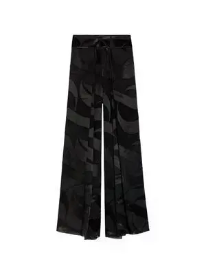 DELOS Cybelle Leaf-pattern Devoré Satin Trousers