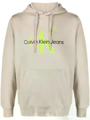 Calvin Klein Logo-print Cotton Hoodie - Neutrals
