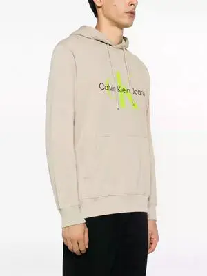 Calvin Klein Logo-print Cotton Hoodie - Neutrals