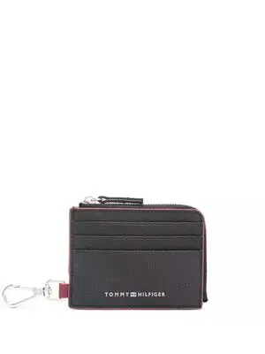 Tommy Hilfiger Logo-print Zipped Leather Wallet - Black