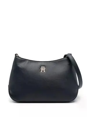 Tommy Hilfiger Leather Crossbody Bag With Logo Plaque - Blue