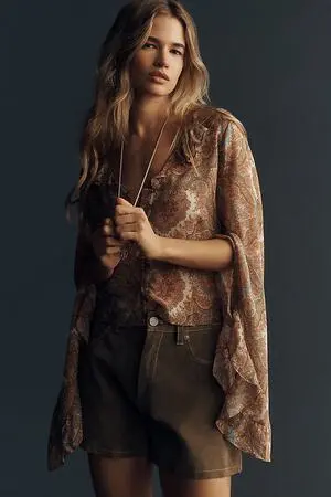 Paige Eve Statement Sleeve Silk Blouse