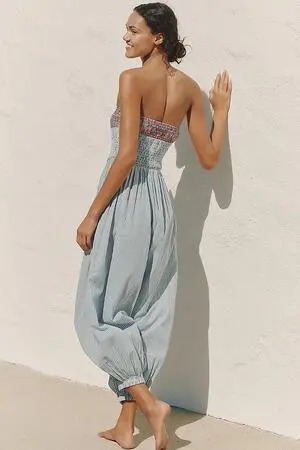 CELANDINE 100% Cotton Strapless Knotted Jumpsuit - Gingham Combo