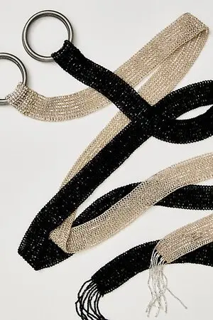 Free People Breezy Beaded Wrap Belt - Black