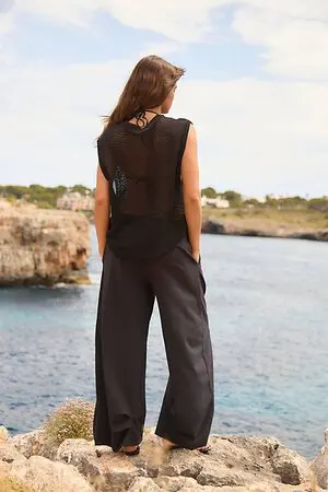 Free People Dakota Solid Wide Leg Drawstring Pants - Fp Black