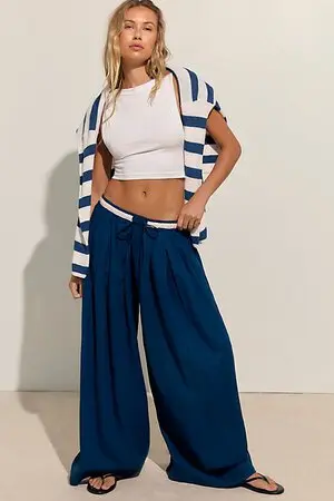Free People Sweet Escape Linen Pants - Poseidon